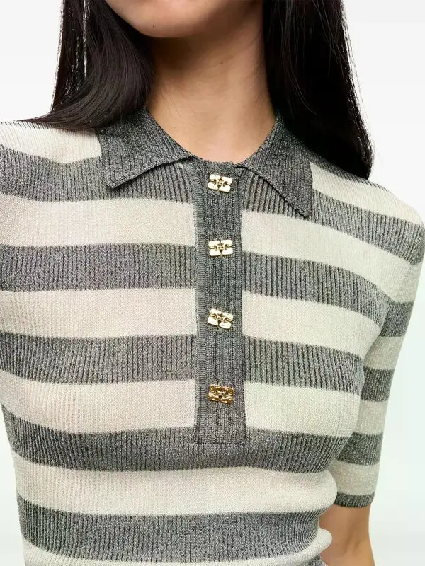 GANNI Striped Top - Grey
