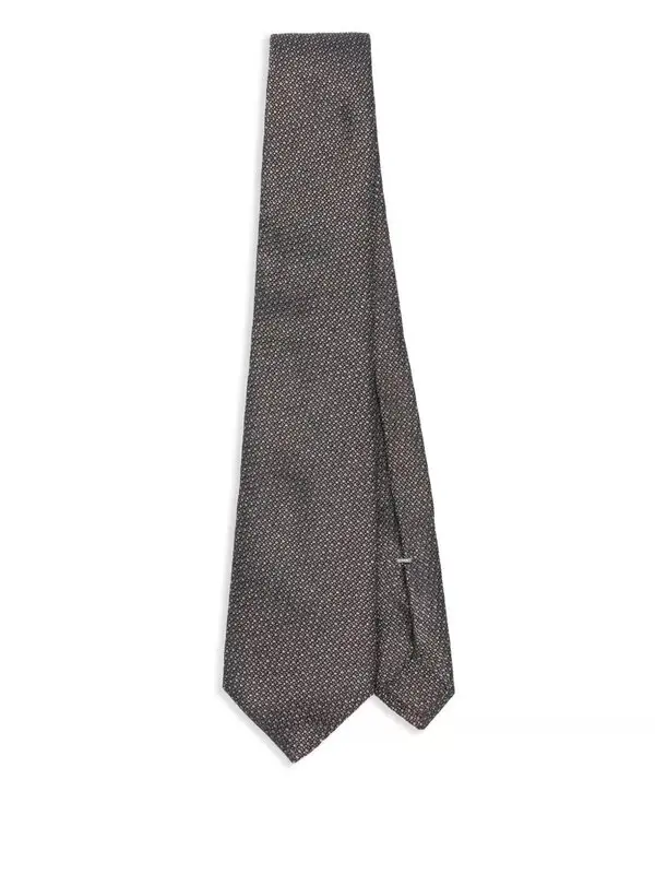 Canali Jacquard Neck Tie - Brown
