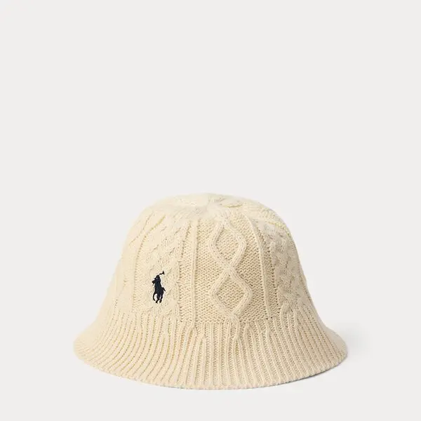 Ralph Lauren Cable-knit Bucket Hat - Deckwash White