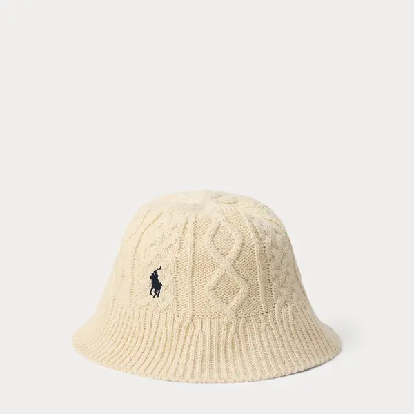 Ralph Lauren Cable-knit Bucket Hat - Deckwash White