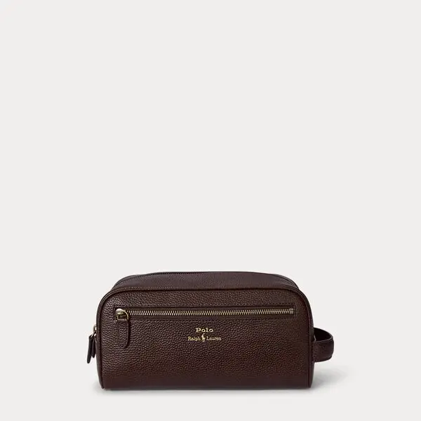 Ralph Lauren Pebbled Leather Travel Case - Dark Brown