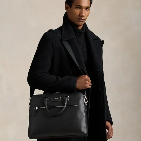 Ralph Lauren Smooth Leather Commuter Bag - Black