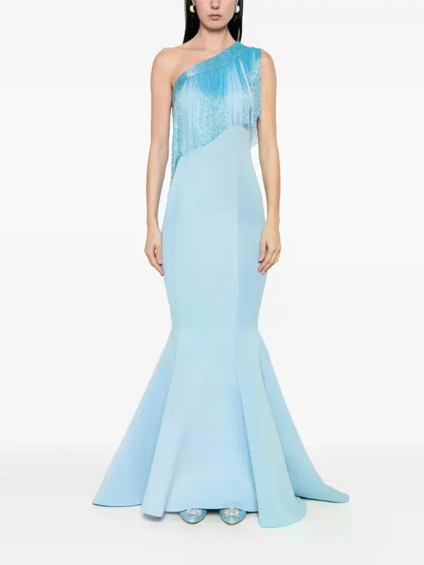 AAVVA One-shoulder Fringe Gown