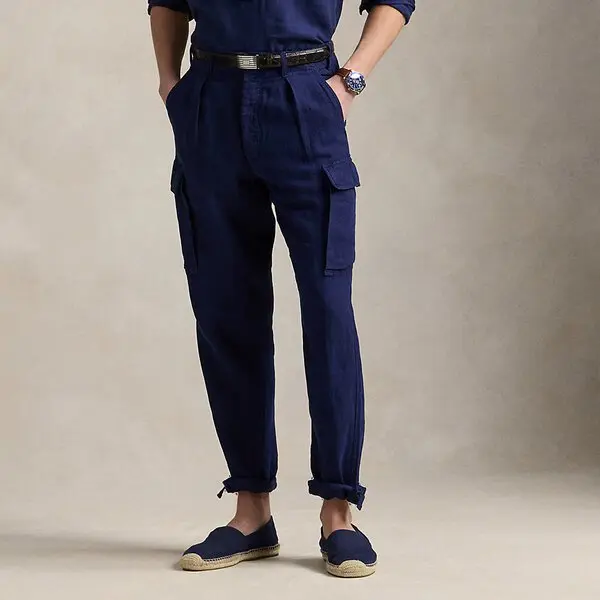 Ralph Lauren Slim Tapered Linen Cargo Pant - Newport Navy