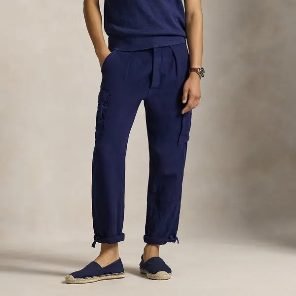 Ralph Lauren Slim Tapered Linen Cargo Pant - Newport Navy
