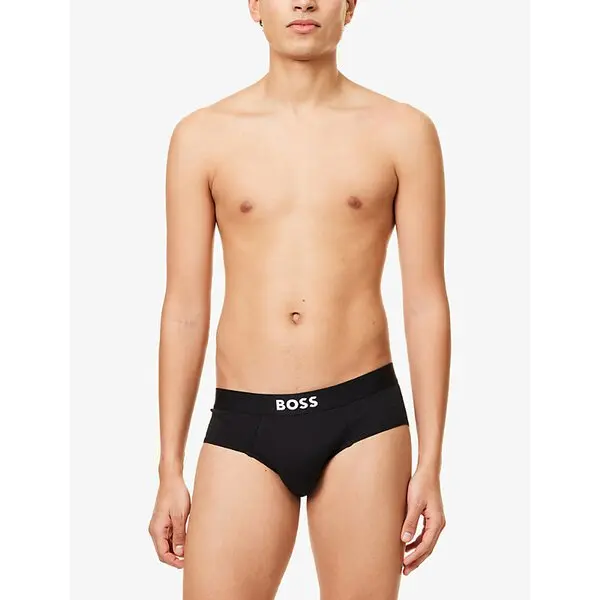 BOSS One X David Beckham Logo-waistband Pack Of Three Stretch-cotton Hipster Briefs - Black