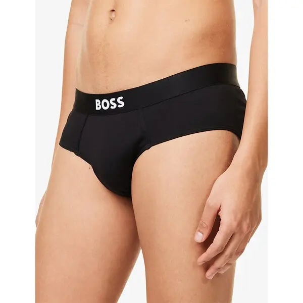 BOSS One X David Beckham Logo-waistband Pack Of Three Stretch-cotton Hipster Briefs - Black