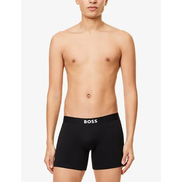 BOSS One X David Beckham Logo-waistband Pack Of Three Stretch-cotton Boxers - Black