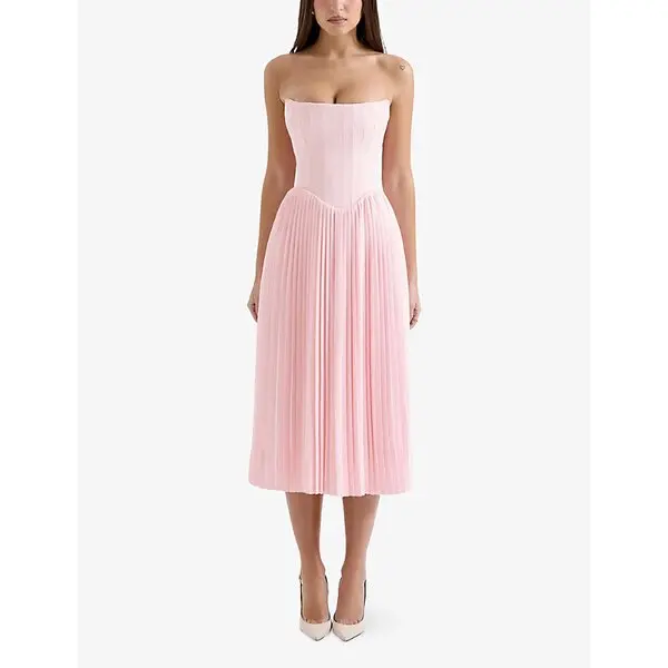 house of cb pink corset dress 'Mademoiselle' Ballerina Pink Midi Dress