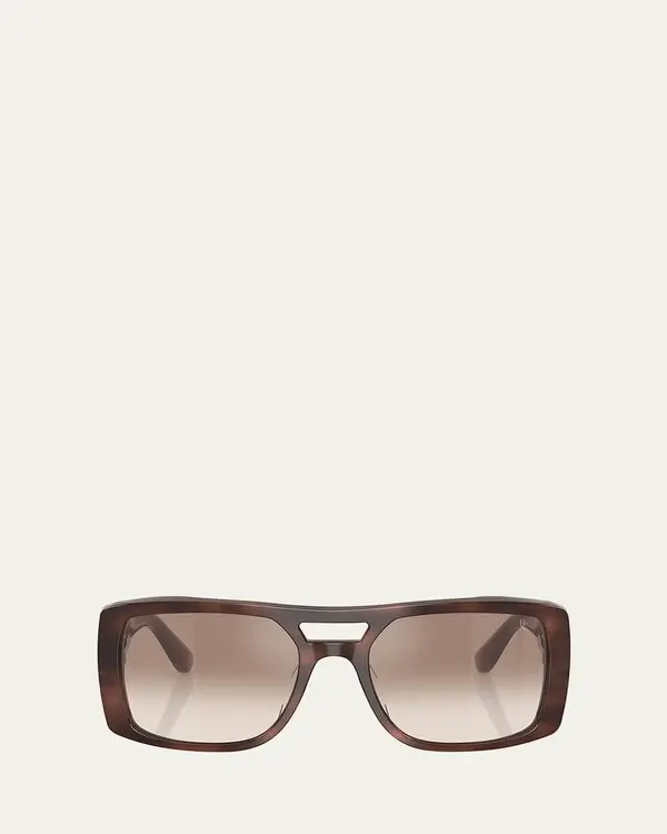 Brunello Cucinelli Bc4012s Square Acetate Sunglasses - Brown Gradient