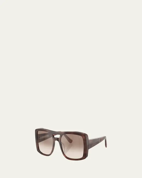 Brunello Cucinelli Bc4012s Square Acetate Sunglasses - Brown Gradient