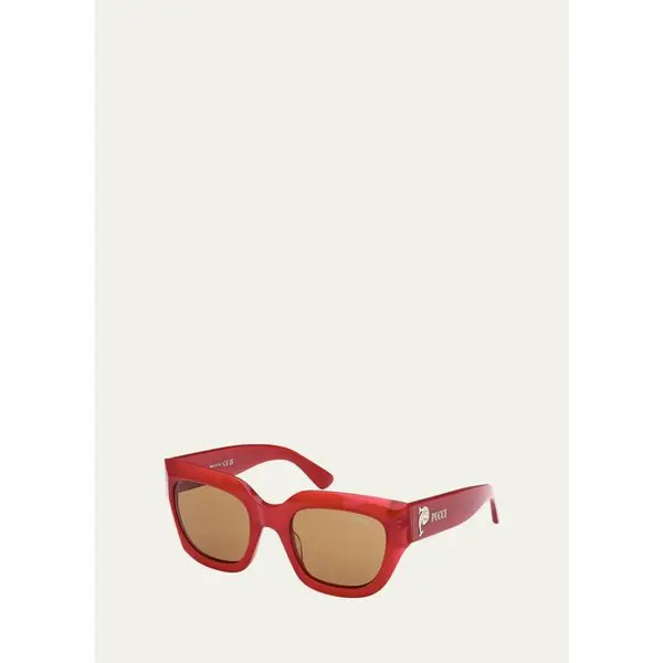 Emilio Pucci Butterfly Acetate Sunglasses - White/brown