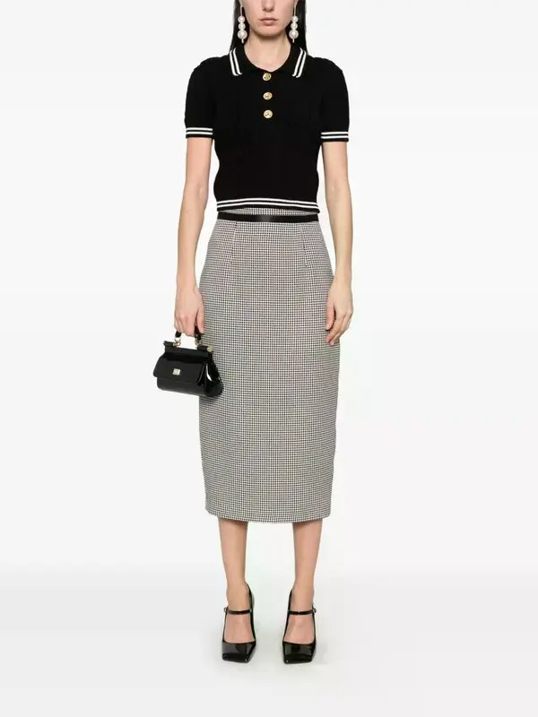 STYLAND Houndstooth Midi Skirt