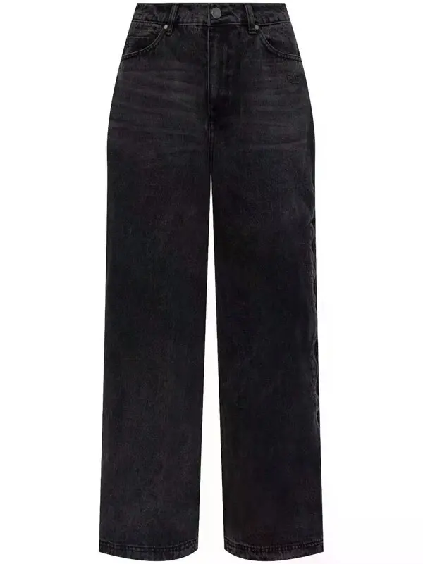 Adidas Zip-detail Wide-leg Jeans - Black