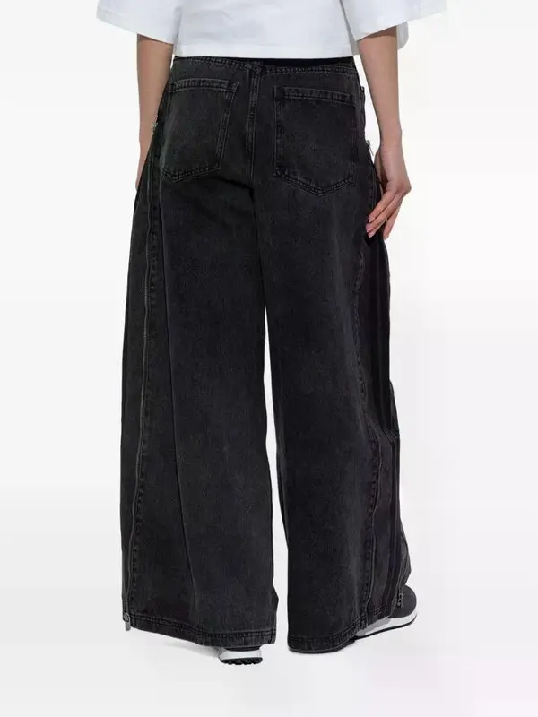 Adidas Zip-detail Wide-leg Jeans - Black