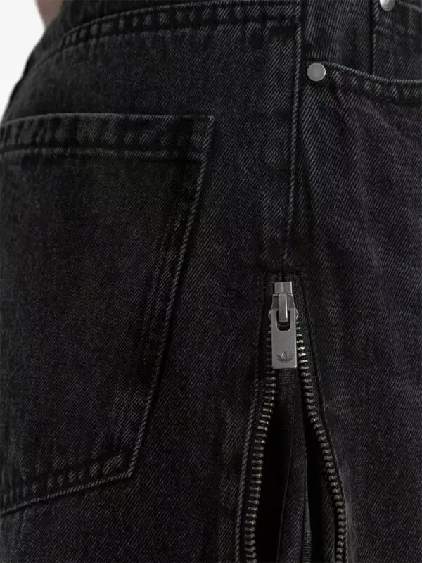 Adidas Zip-detail Wide-leg Jeans - Black