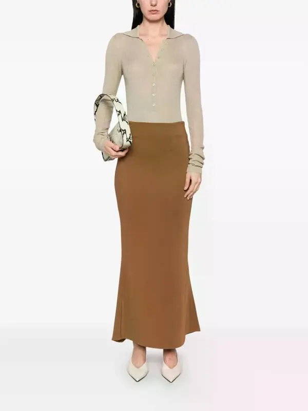 STYLAND Crepe Maxi Skirt - Brown