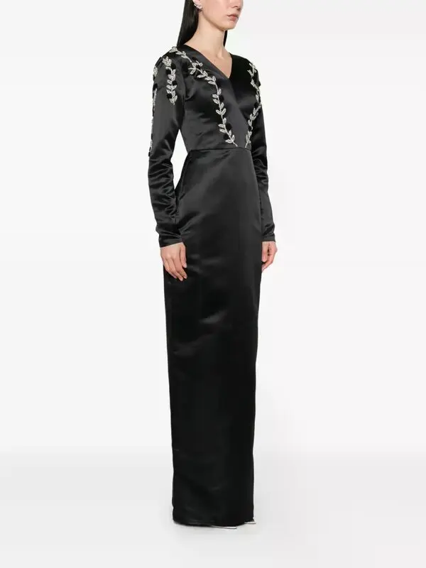 AAVVA Embroidered-detail Satin Gown
