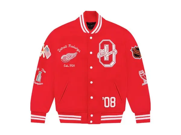 OVO X Nhl Detroit Wings Varsity Jacket - Red