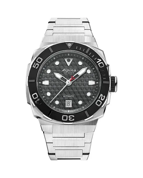 ALPINA Seastrong 39mm Watch - Black/silver