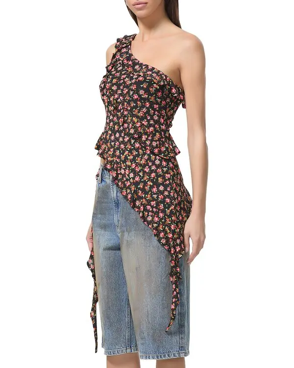AFRM One-shoulder Ruffle Top