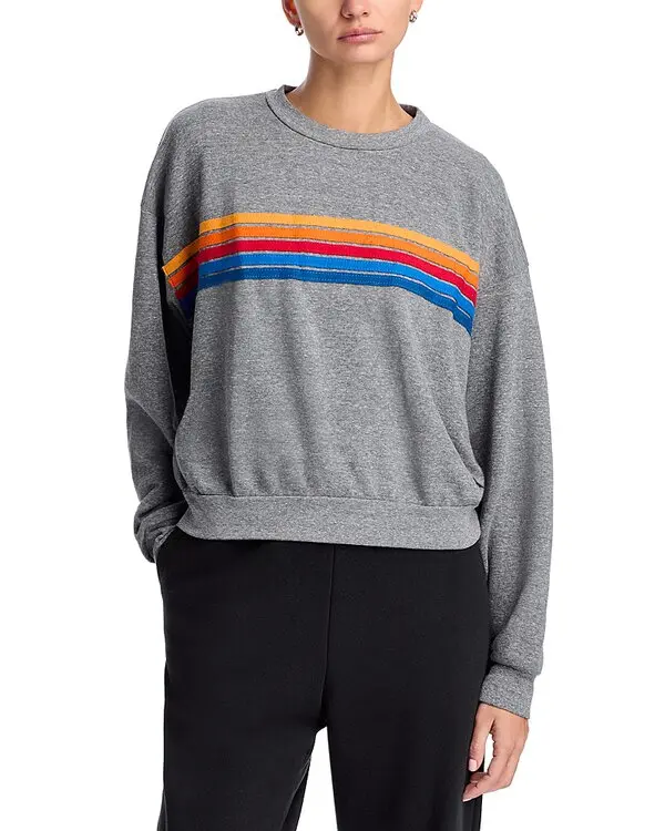 Aviator Nation Five Striped Sweatshirt - Heather Grey