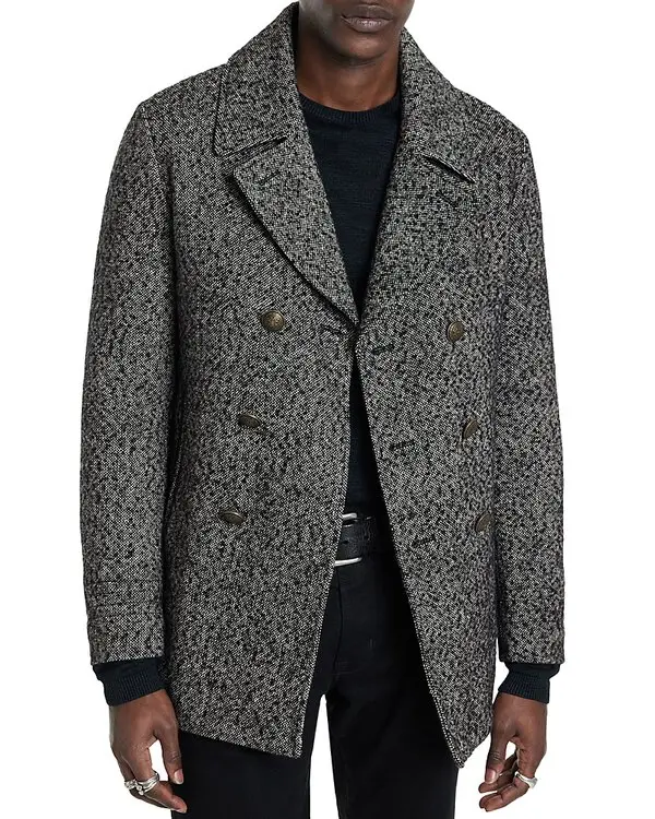 John Varvatos Harden Regular Fit Double Breasted Wool Pea Coat