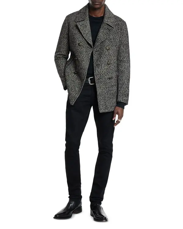 John Varvatos Harden Regular Fit Double Breasted Wool Pea Coat