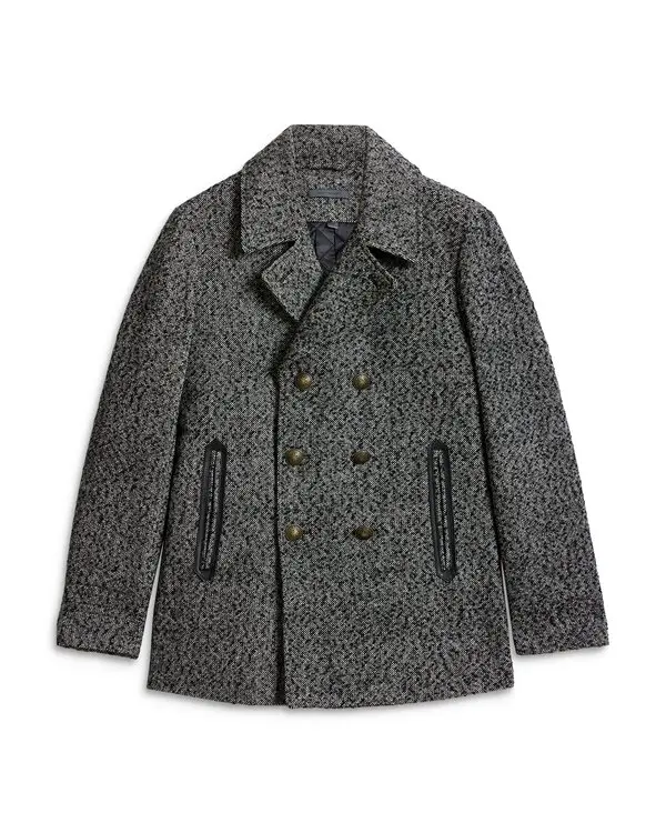 John Varvatos Harden Regular Fit Double Breasted Wool Pea Coat