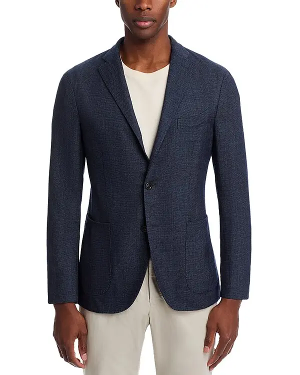 Boglioli Garment Dyed Melange Hopsack K. Jacket - Navy