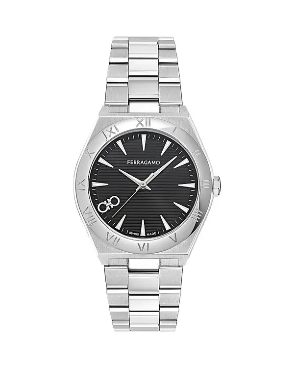FERRAGAMO Vega Upper East Watch, 40mm - Black/silver
