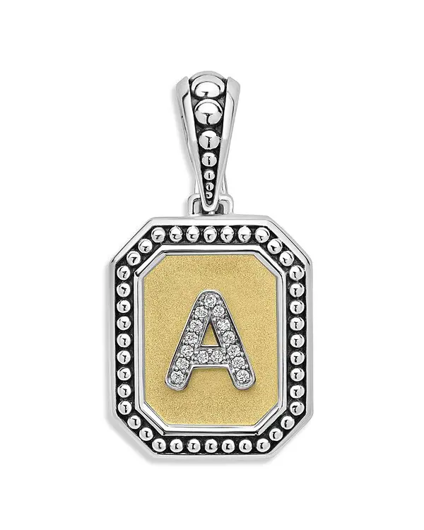 Lagos Sterling Silver And 18k Yellow Gold Diamond Initial Charm - A