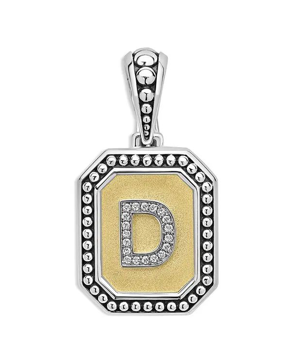 Lagos Sterling Silver And 18k Yellow Gold Diamond Initial Charm - D