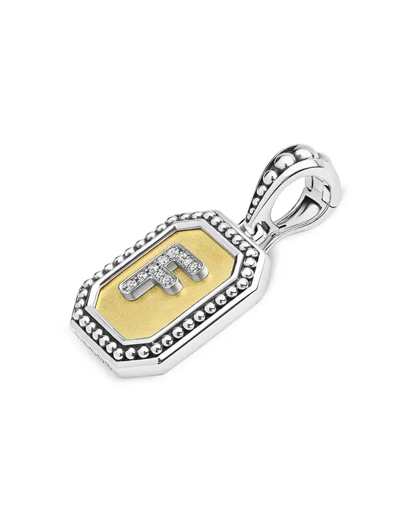 Lagos Sterling Silver And 18k Yellow Gold Diamond Initial Charm - F