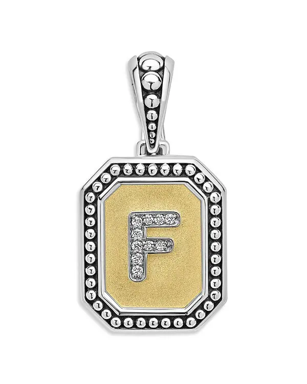 Lagos Sterling Silver And 18k Yellow Gold Diamond Initial Charm - F