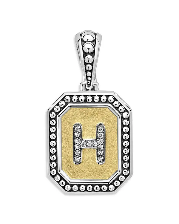 Lagos Sterling Silver And 18k Yellow Gold Diamond Initial Charm - H