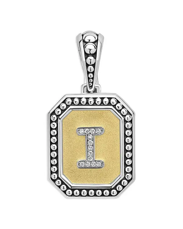 Lagos Sterling Silver And 18k Yellow Gold Diamond Initial Charm - I