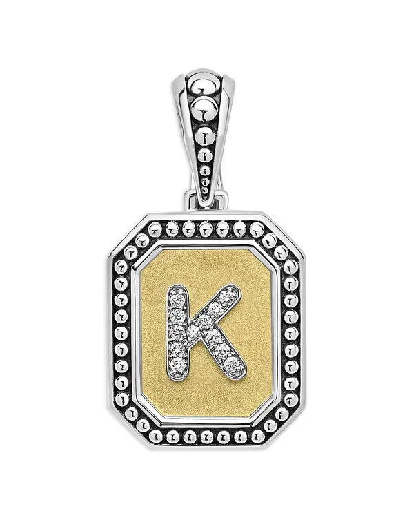 Lagos Sterling Silver And 18k Yellow Gold Diamond Initial Charm - K