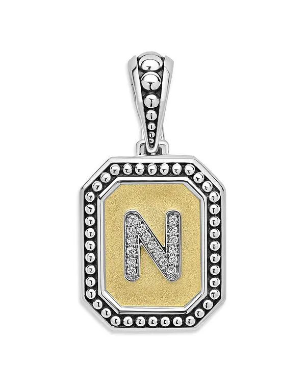 Lagos Sterling Silver And 18k Yellow Gold Diamond Initial Charm - N