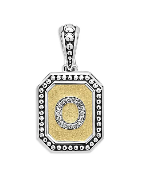 Lagos Sterling Silver And 18k Yellow Gold Diamond Initial Charm - O