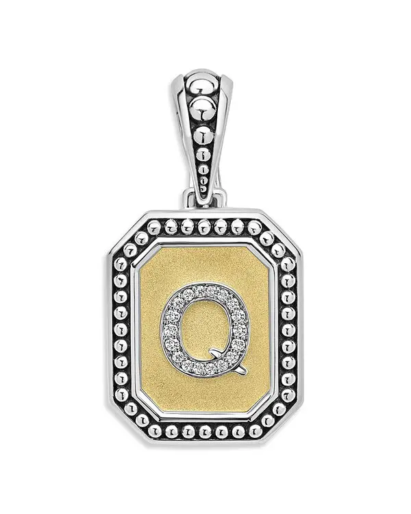 Lagos Sterling Silver And 18k Yellow Gold Diamond Initial Charm - Q