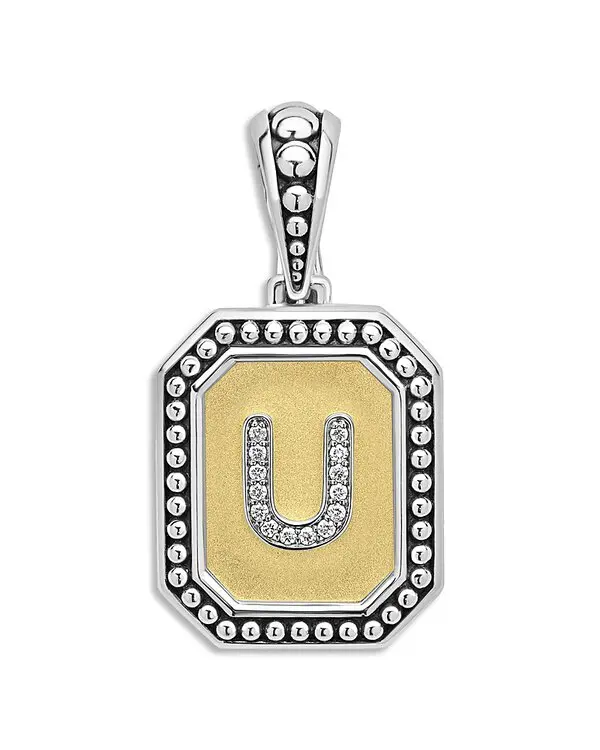 Lagos Sterling Silver And 18k Yellow Gold Diamond Initial Charm - U