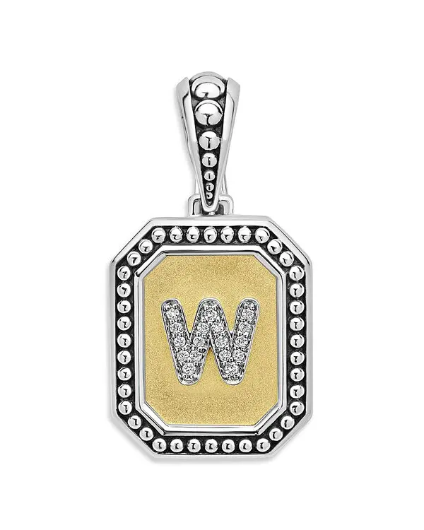 Lagos Sterling Silver And 18k Yellow Gold Diamond Initial Charm - W