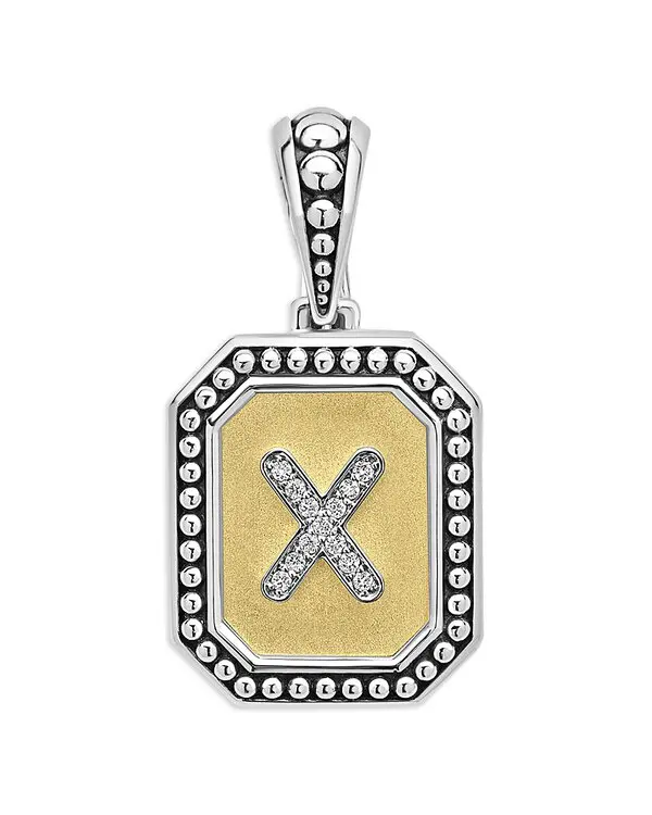 Lagos Sterling Silver And 18k Yellow Gold Diamond Initial Charm - X