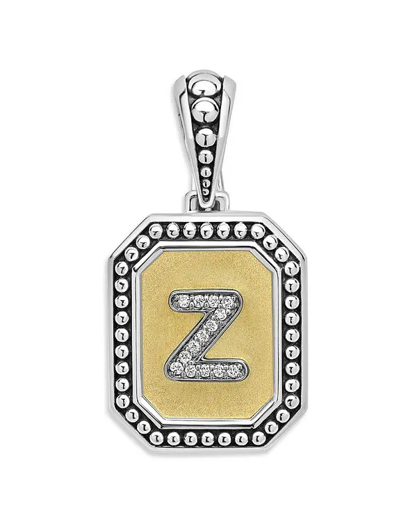 Lagos Sterling Silver And 18k Yellow Gold Diamond Initial Charm - Z