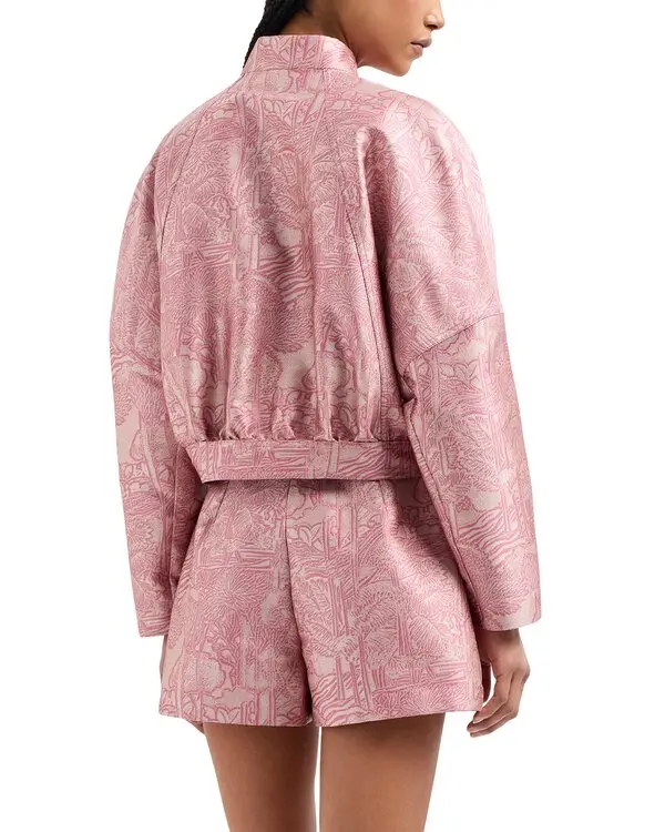 Emporio Armani Landscape Tonal Print Shiny Jacquard Shorts