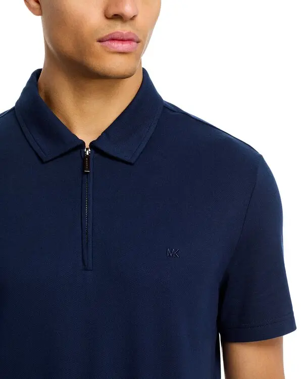 Michael Kors Sleek Pique Zip Polo Shirt - Midnight