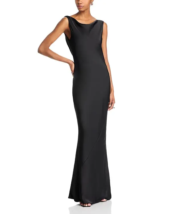 Norma Kamali Sleeveless Low Back Draped Gown - Black