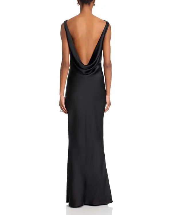 Norma Kamali Sleeveless Low Back Draped Gown - Black