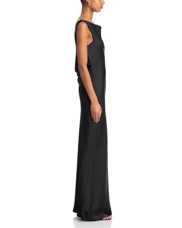 Norma Kamali Sleeveless Low Back Draped Gown - Black
